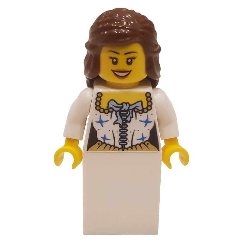 LEGO Set fig-010025 Bride, White and Blue Corset Dress with Bow ...