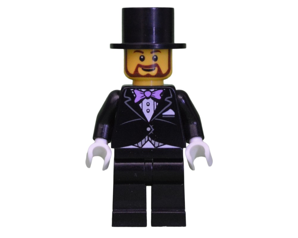 LEGO Set fig-010026 Groom, Black Suit with Lavender Bow Tie, Top Hat ...