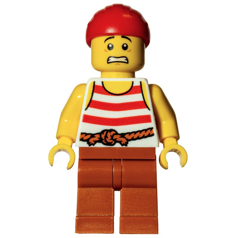 LEGO Set fig-010123 Pirate, Red and White Striped Shirt, Red Bandanna ...