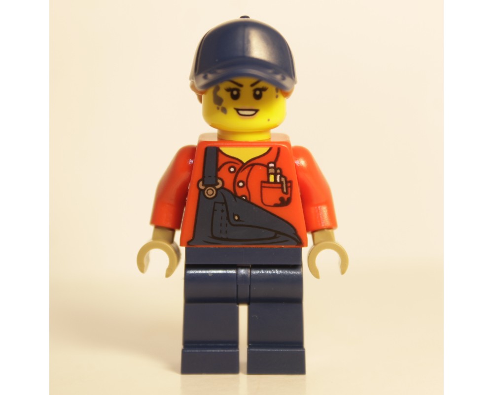 LEGO Set fig-010130 Red Torso, Dark Blue Overall, Dark Blue Cap ...