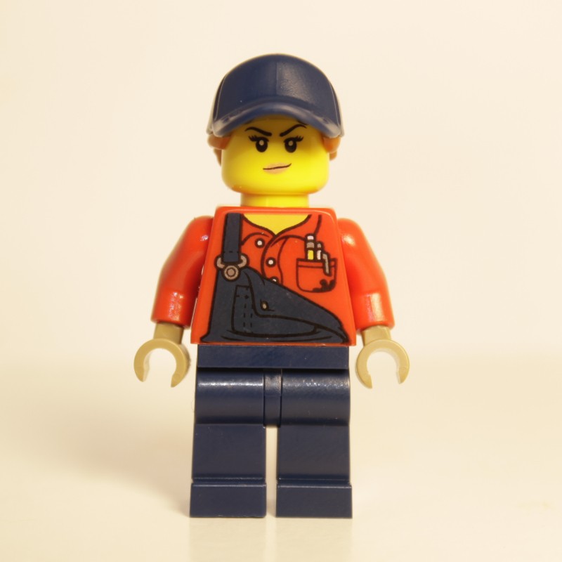 LEGO Set fig-010130 Red Torso, Dark Blue Overall, Dark Blue Cap ...