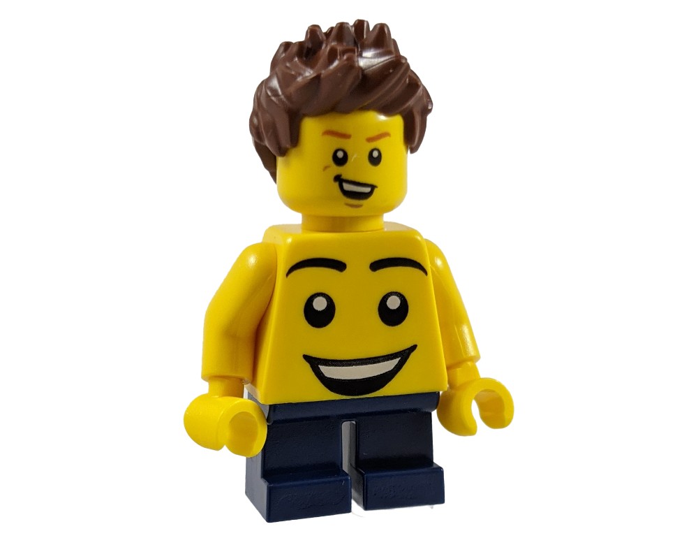LEGO Set fig-010138 Kid - Yellow Torso, Dark Blue Legs, Reddish Brown ...