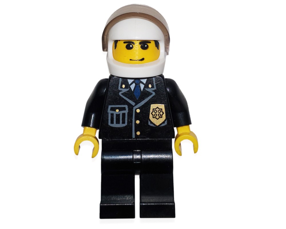 LEGO Set fig-010254 Police - Black Jacket, Black Legs, White Helmet ...