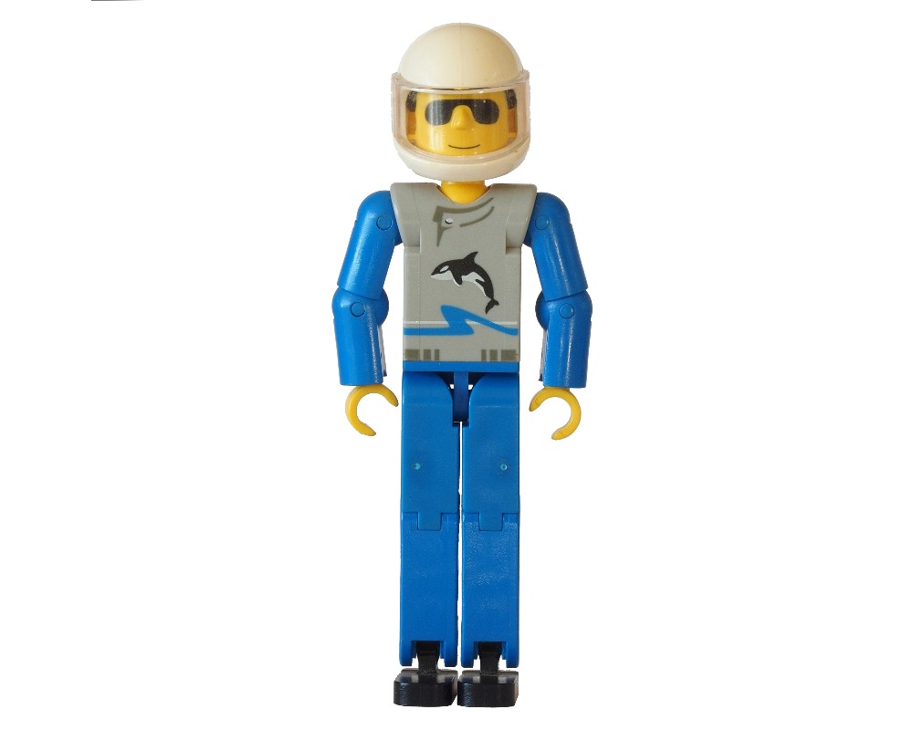 LEGO Set fig-010490 Technic Figure Blue Legs, Light Gray Top with Wave ...