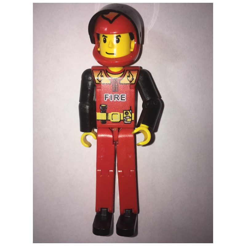 LEGO Set fig-010492 Technic Figure Red Legs, Red Top with Fire Print ...
