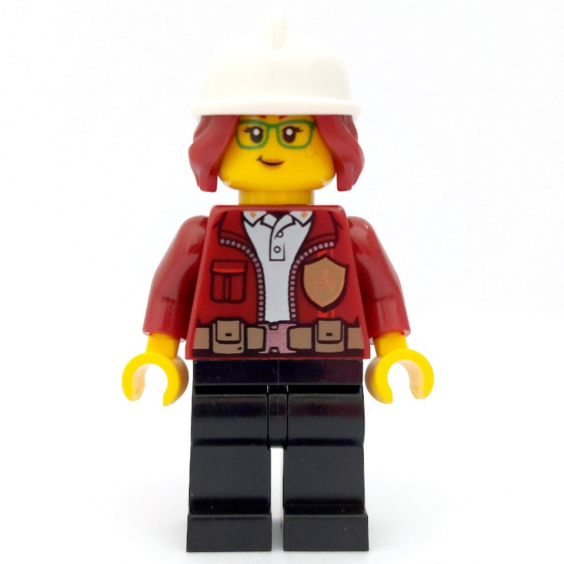 LEGO Set fig-010560 Freya McCloud, Open Dark Red Jacket with Badge ...