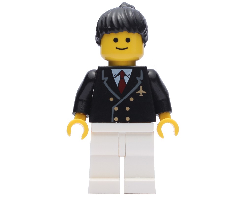 LEGO Set fig-010615 Pilot - Black Torso, White Legs, Black Hair ...