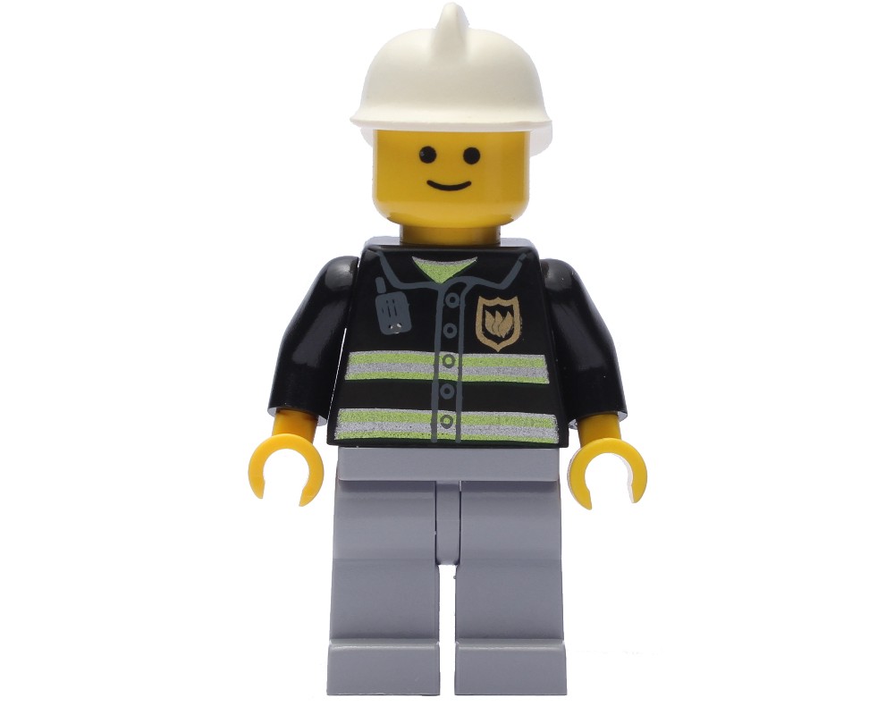 LEGO Set fig-010616 Fire Fighter - Black Torso, Light Bluish grey Legs ...