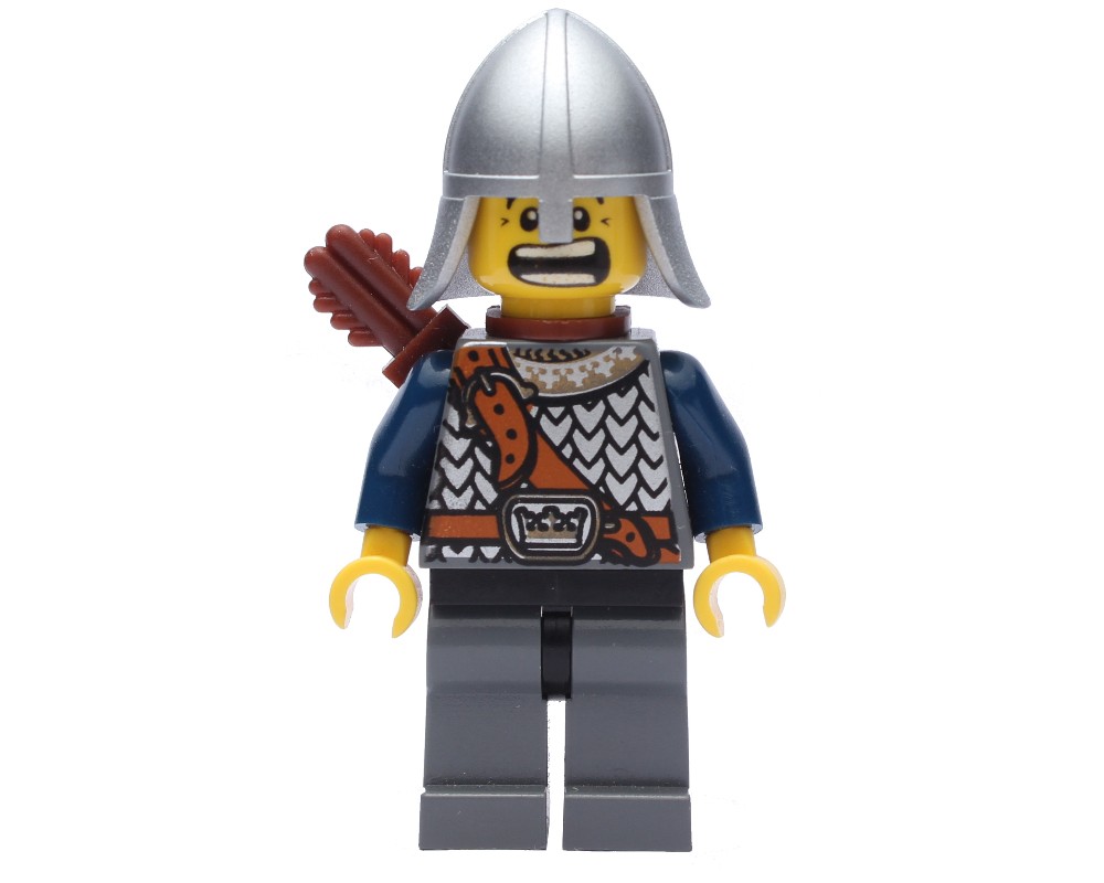 LEGO Set fig-010621 Knight, Archer with Metallic Silver Helmet, Dark ...