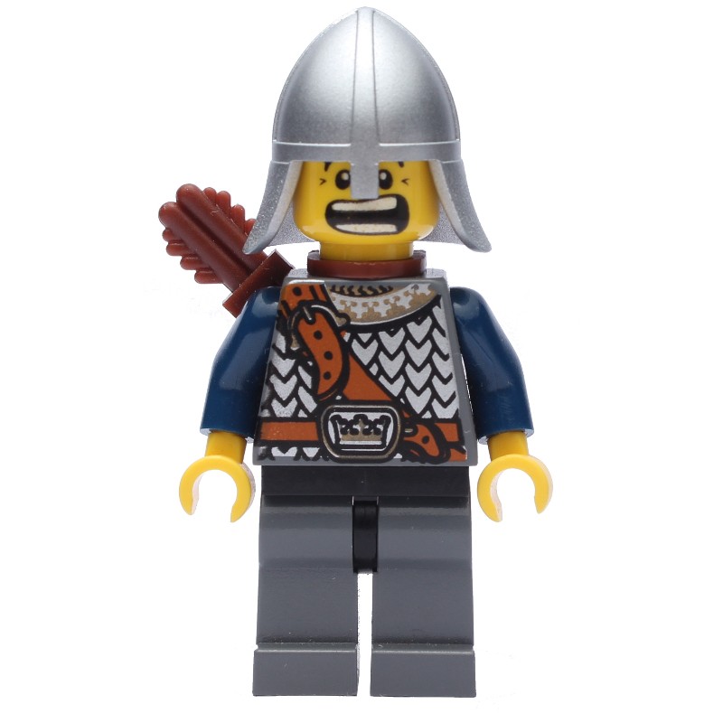 LEGO Set fig-010621 Knight, Archer with Metallic Silver Helmet, Dark ...