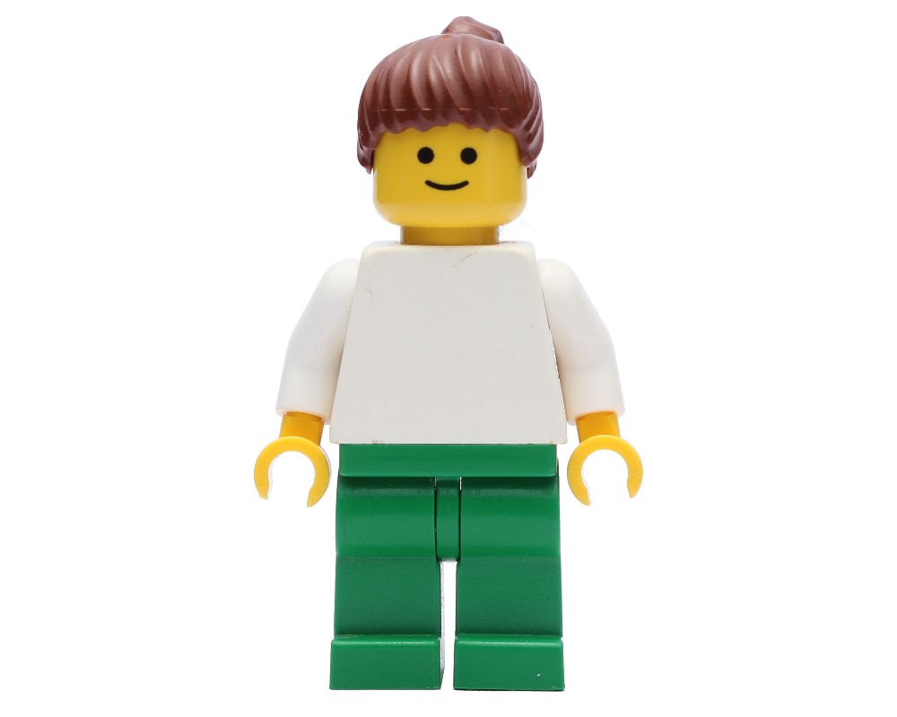 LEGO Set fig-010649 White Torso, Green Legs, Reddish Brown Hair, Female ...