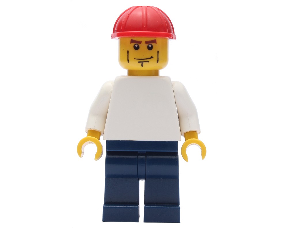 LEGO Set fig-010653 White Torso, Dark Blue Legs, Red Helmet, Cheek ...