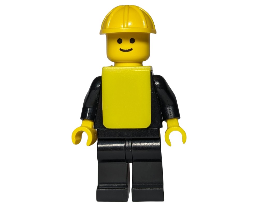 LEGO Set fig-010693 Man - Black Torso, Black Legs, Yellow Hat, Yellow ...