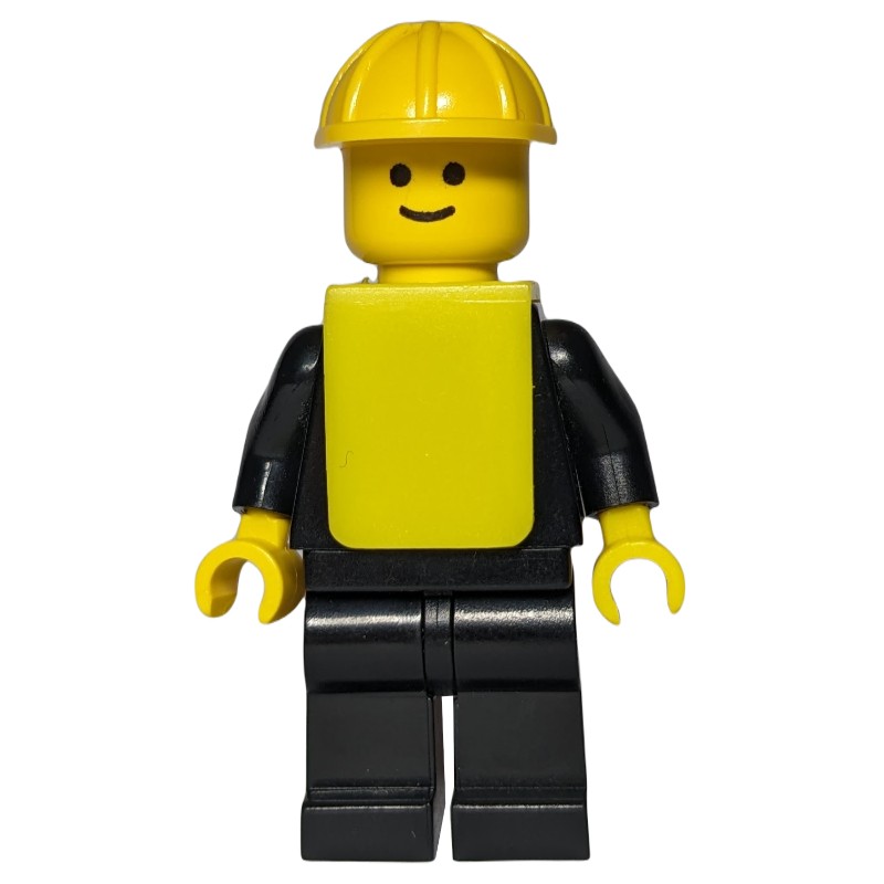 LEGO Set fig-010693 Man - Black Torso, Black Legs, Yellow Hat, Yellow ...