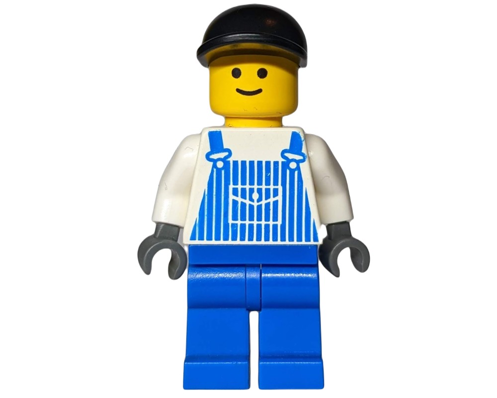 LEGO Set fig-010702 White Torso, Blue Overall, Black Cap | Rebrickable ...