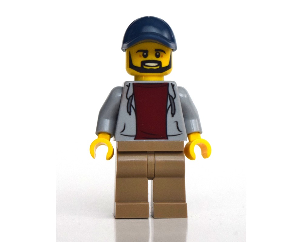 LEGO Set fig-010756 Man, Light Bluish Gray Open Hoodie, Dark Tan Legs ...