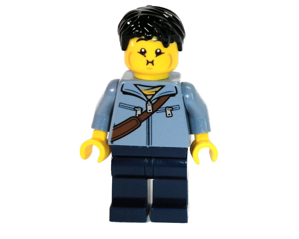 LEGO Set fig-010760 Sand Blue Torso, Dark Blue Legs, Black Hair ...