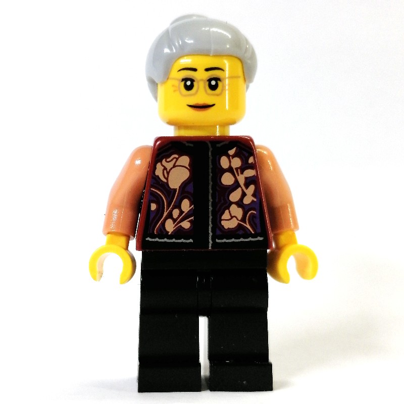 LEGO Set fig-010770 Dark Red Torso, Black Legs, Light Bluish Grey Hair ...