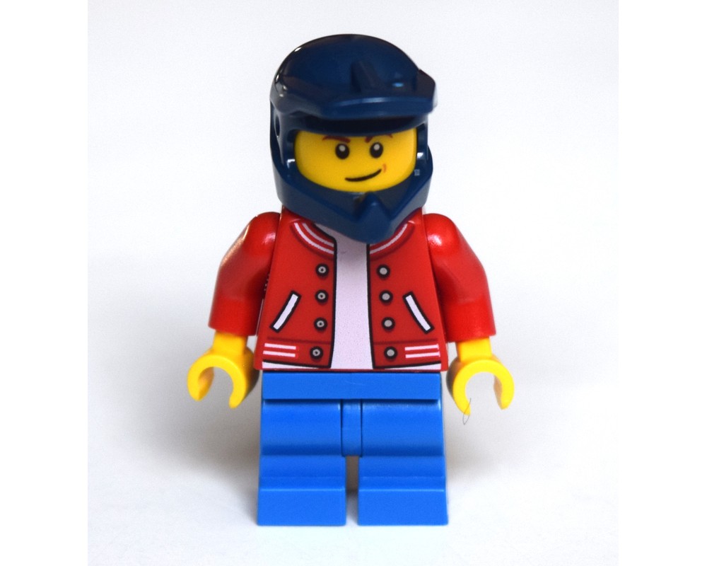 LEGO Set fig-010778 Boy, Red Letterman Jacket, Blue Medium Legs, Dark ...