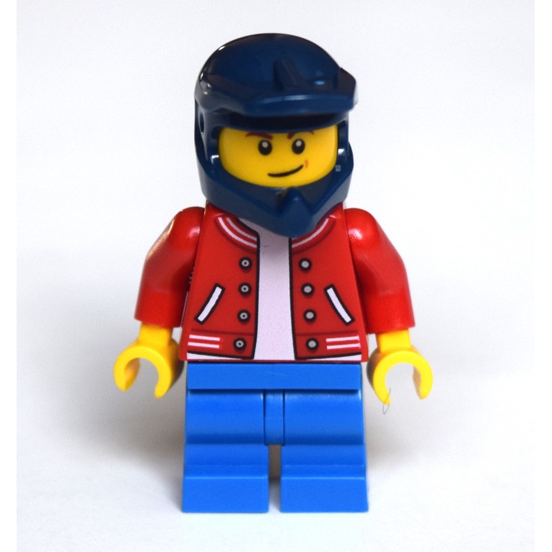LEGO Set fig-010778 Boy, Red Letterman Jacket, Blue Medium Legs, Dark ...