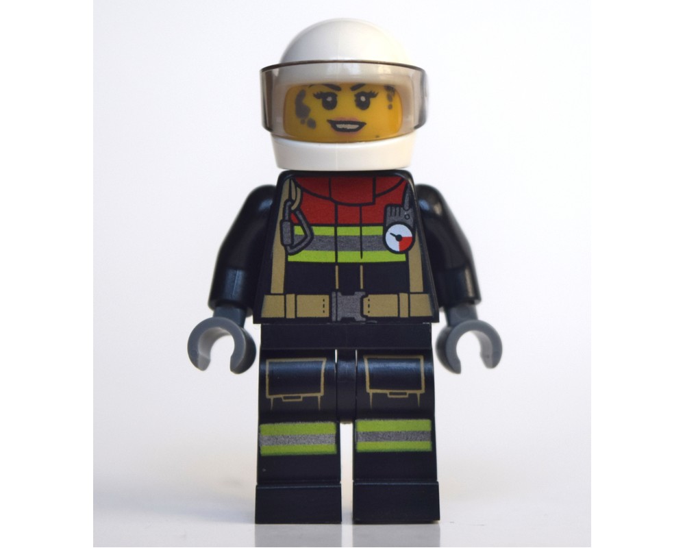 LEGO Set fig-010783 Firewoman, Firesuit with Straps and Gauge, White ...