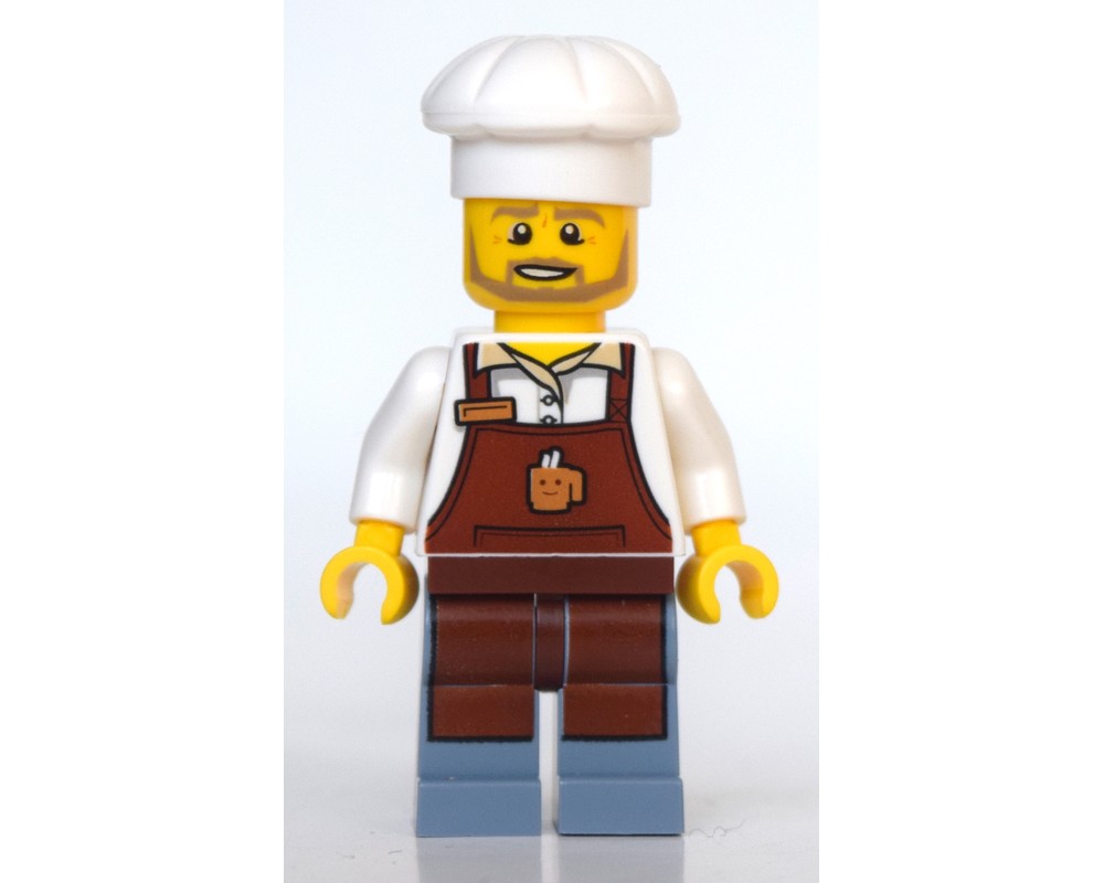 LEGO Set fig-010796 Barista, Reddish Brown Apron, Sand Blue Legs, Chef ...