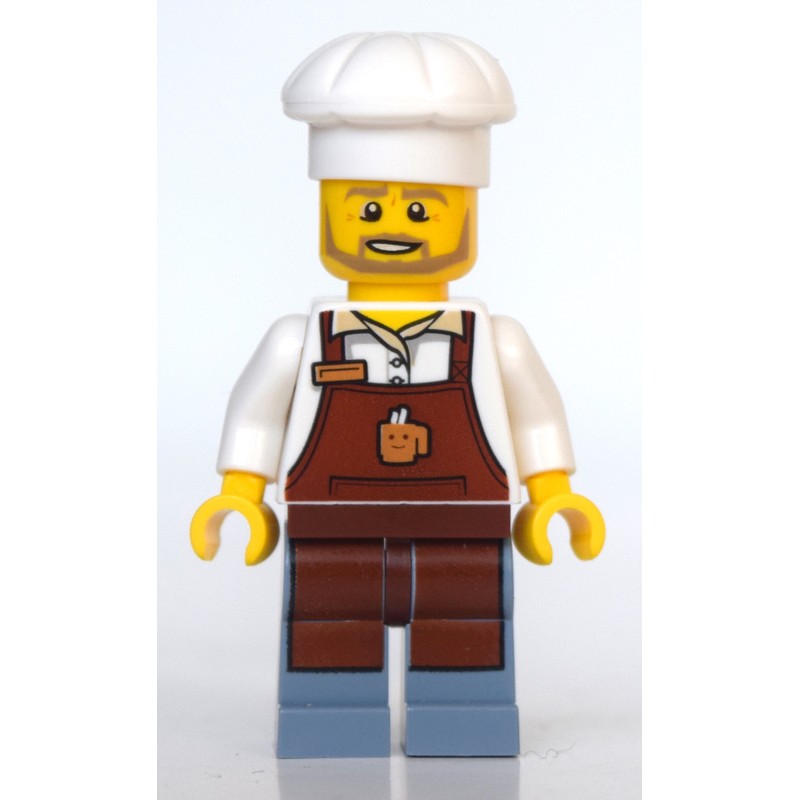LEGO Set fig-010796 Barista, Reddish Brown Apron, Sand Blue Legs, Chef ...