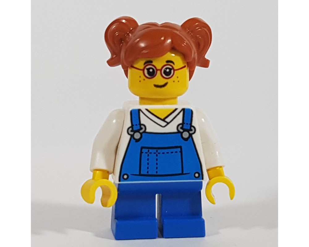 LEGO Set fig-010818 Girl, Blue Overalls, Short Legs, Glasses ...