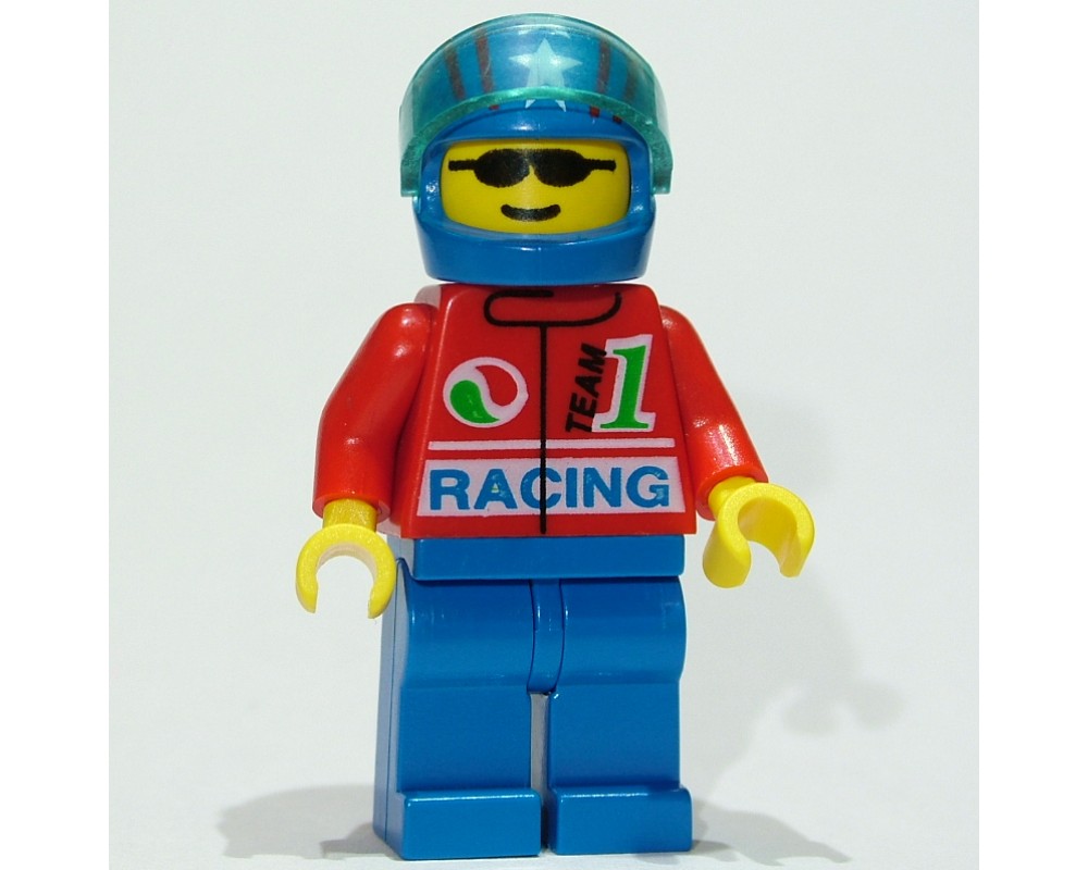 LEGO Set fig-011043 Driver - Red Torso, Blue Legs, Blue Helmet ...