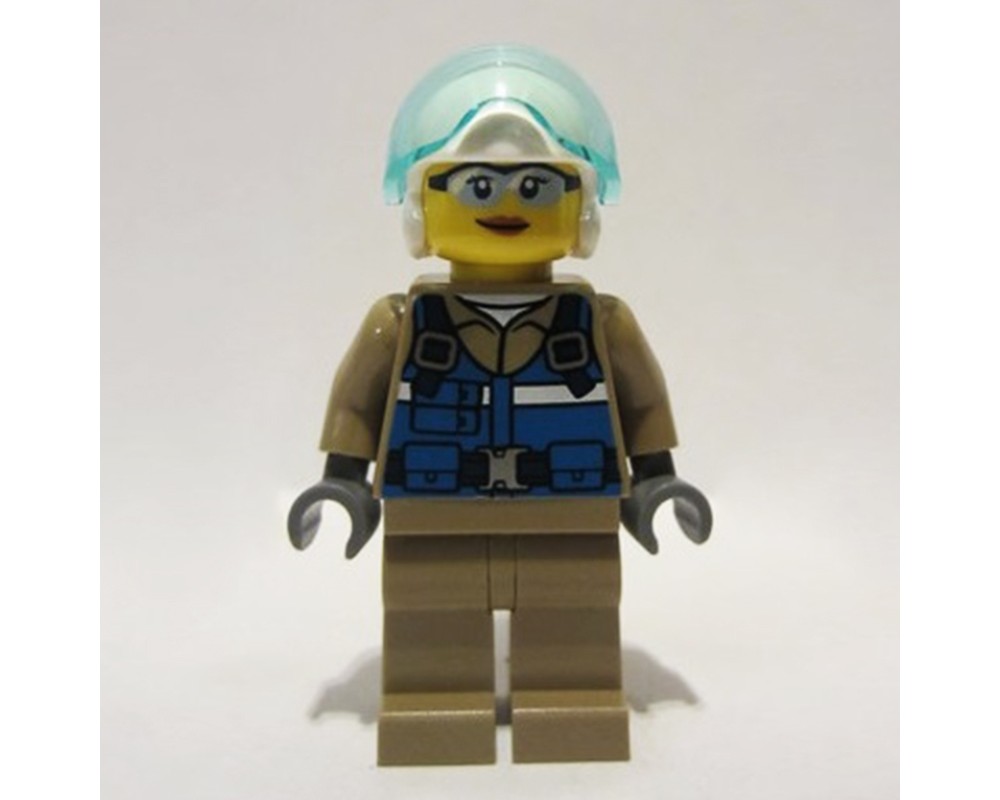 LEGO Set fig-011418 Woman, Helicopter Pilot, Blue Vest over Dark Tan ...