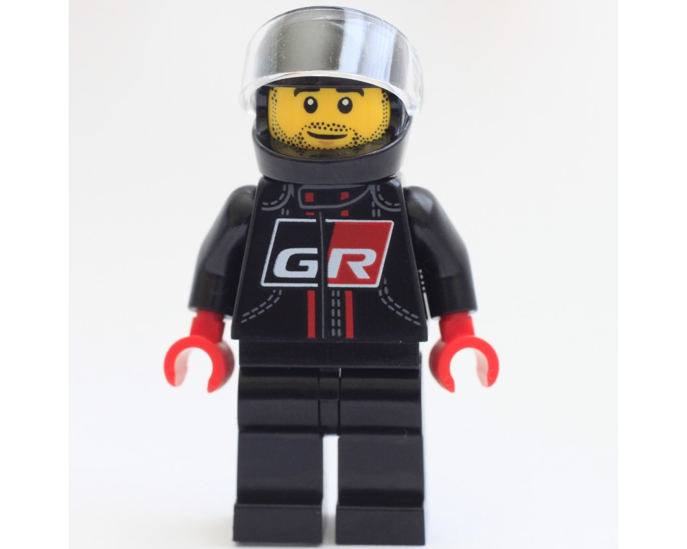 LEGO Set fig-011498 Racer Driver - GR Black Torso/Legs, Black Helmet ...