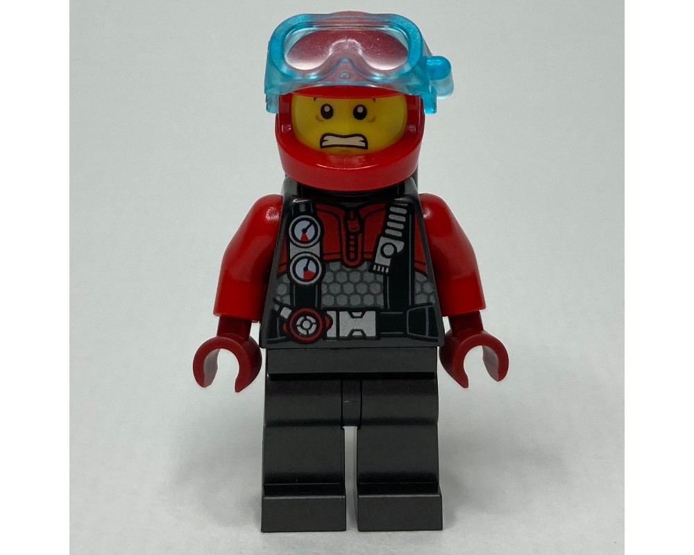 LEGO Set fig-011584 Diver - Pearl Dark Grey Torso, Legs, Black Airtanks ...