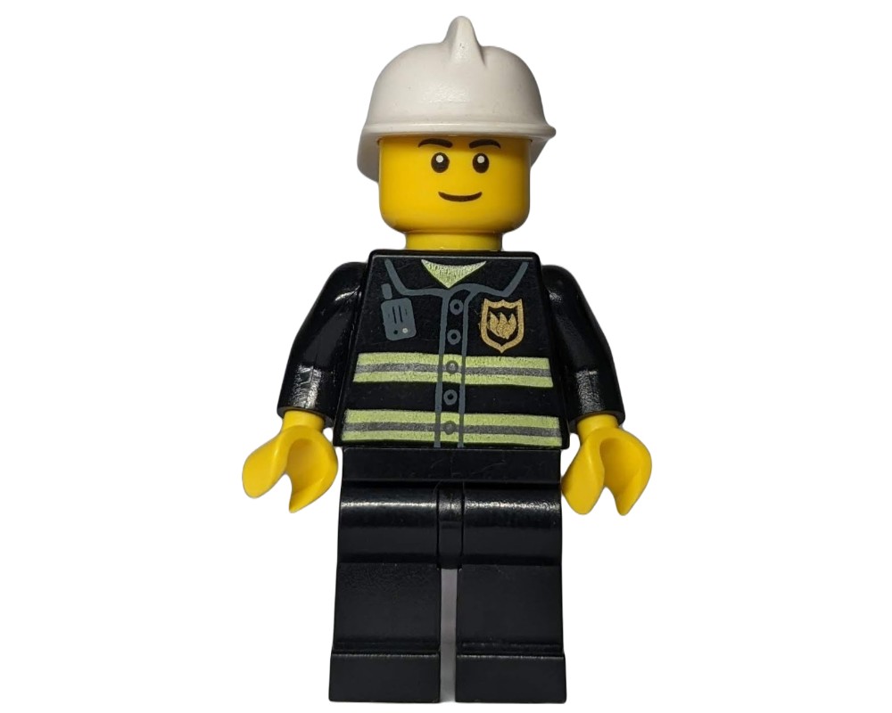LEGO Set fig-011660 Fireman, Black Fire Jacket with Radio and Badge ...