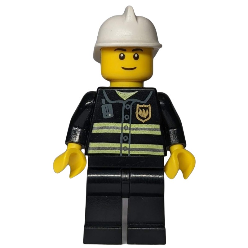 LEGO Set fig-011660 Fireman, Black Fire Jacket with Radio and Badge ...