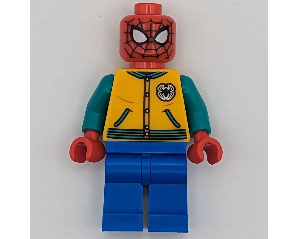 LEGO Set fig-011722 Spider-Man, Bright Light Orange Letterman Jacket ...