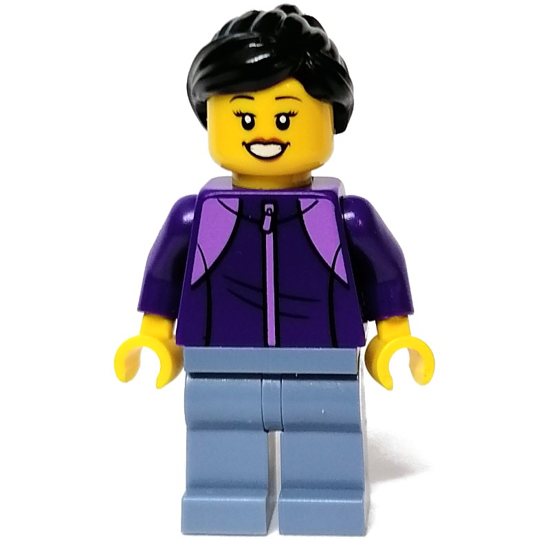 LEGO Set fig-011884 Dark Purple Torso, Sand Blue Legs, Black Hair ...