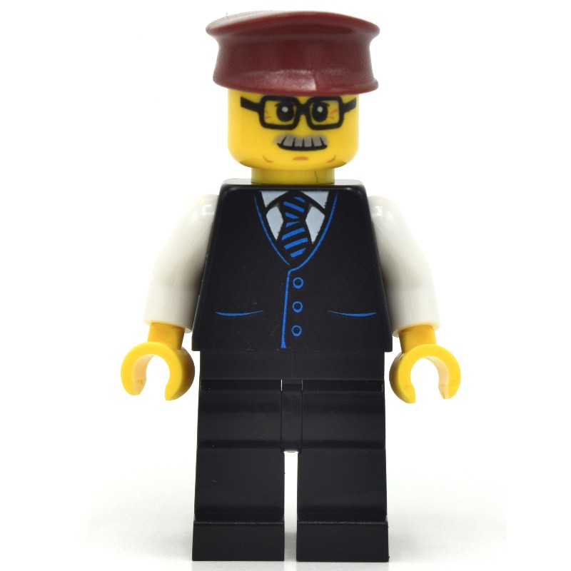 LEGO Set fig-011921 Train Driver, Black Suit, Dark Red Hat ...