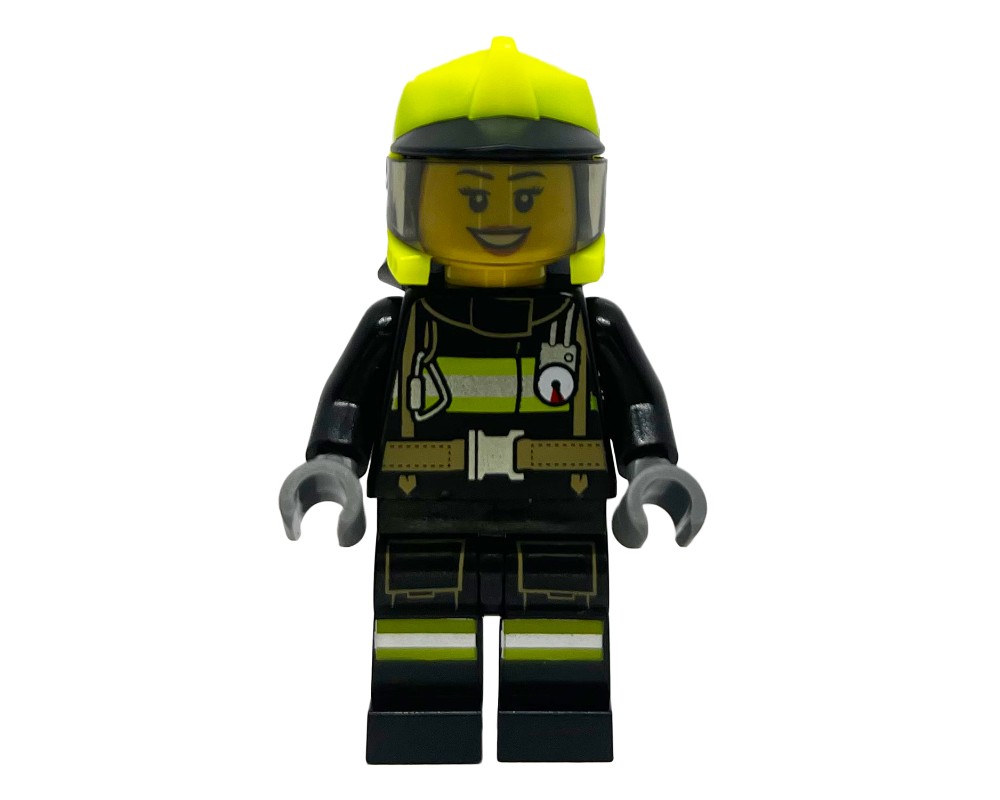LEGO Set fig-011999 Firefighter, Black Fire Suit, Vibrant Yellow Helmet ...