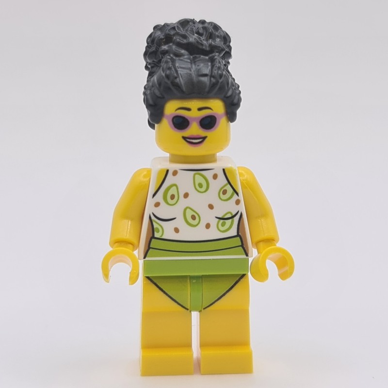 LEGO Set fig-012004 Woman, White and Lime Swimsuit (2022 City ...