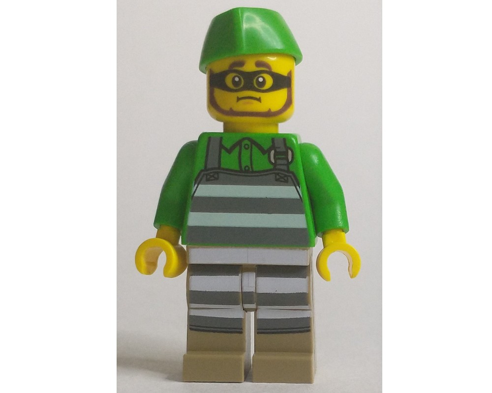 LEGO Set fig-012019 Criminal, Prison Striped Apron, Bright Green Shirt ...
