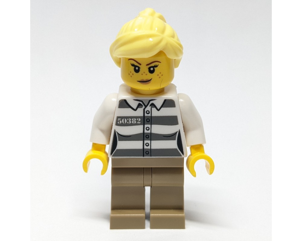 LEGO Set fig-012023 Criminal, Prison Shirt, Dark Tan Legs, Bright Light ...