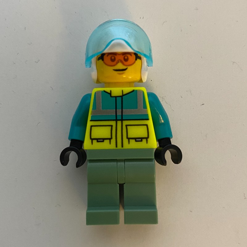 LEGO Set fig-012037 Pilot, Vibrant Yellow Safety Vest, White Helmet ...