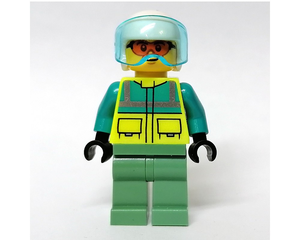 LEGO Set fig-012037 Pilot, Vibrant Yellow Safety Vest, White Helmet ...