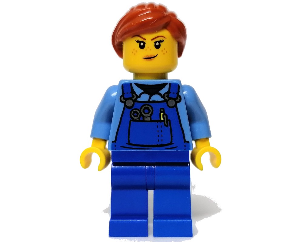 LEGO Set fig-012044 Woman, Blue Overalls | Rebrickable - Build with LEGO