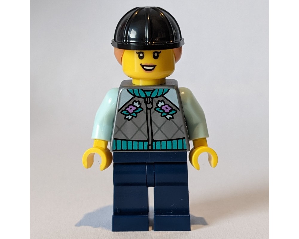 LEGO Set fig-012051 Woman, Light Bluish Gray Riding Jacket, Black ...