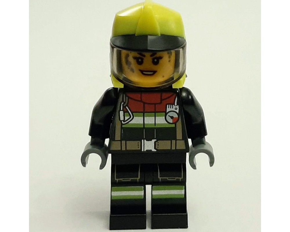 LEGO Set fig-012157 Firefighter, Black Fire Suit, Vibrant Yellow Helmet ...