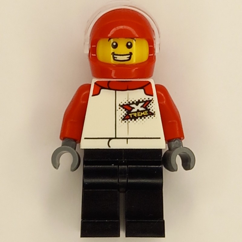LEGO Set fig-012376 Sam Speedster - White Torso, Black Legs, Red Helmet ...