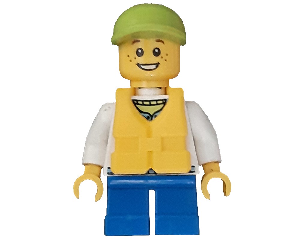LEGO Set fig-012411 Kid - White Torso, Blue Legs, Lime Cap, Yellow Life ...