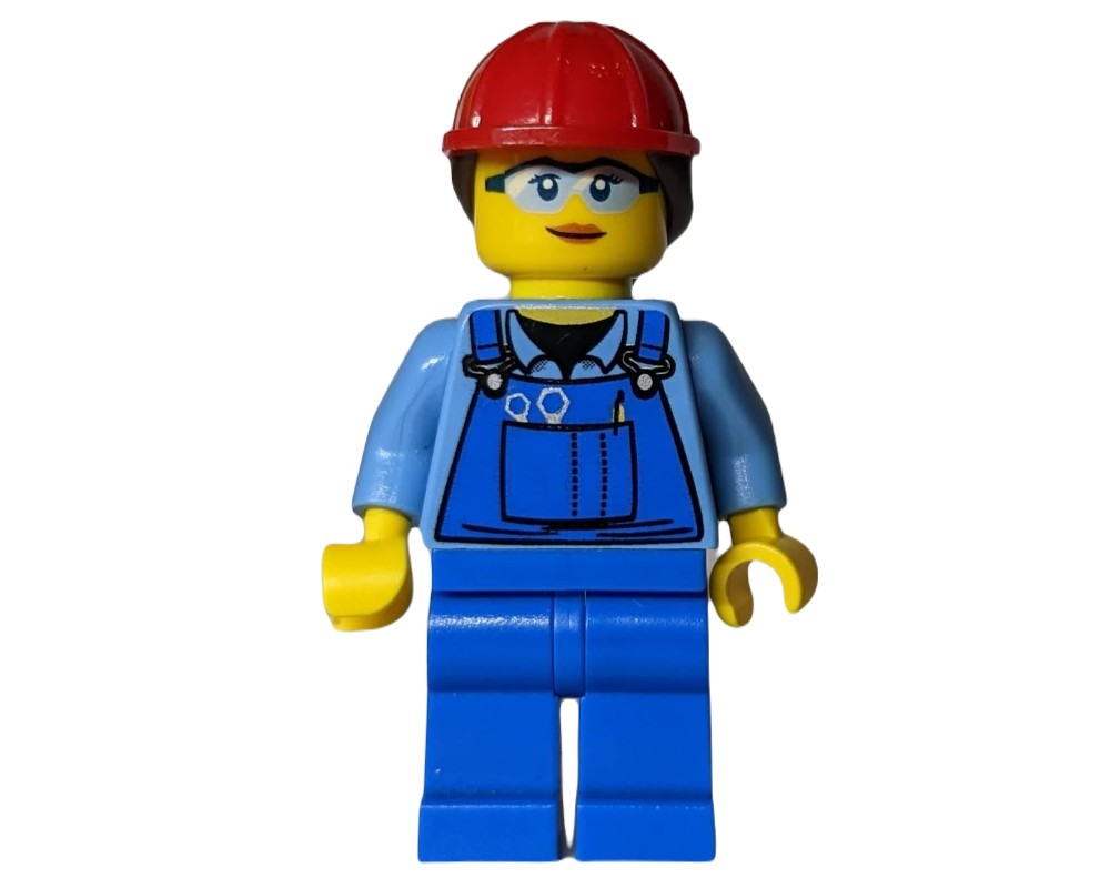 LEGO Set fig-012608 Medium Blue Torso, Blue Overall, Red Hat ...