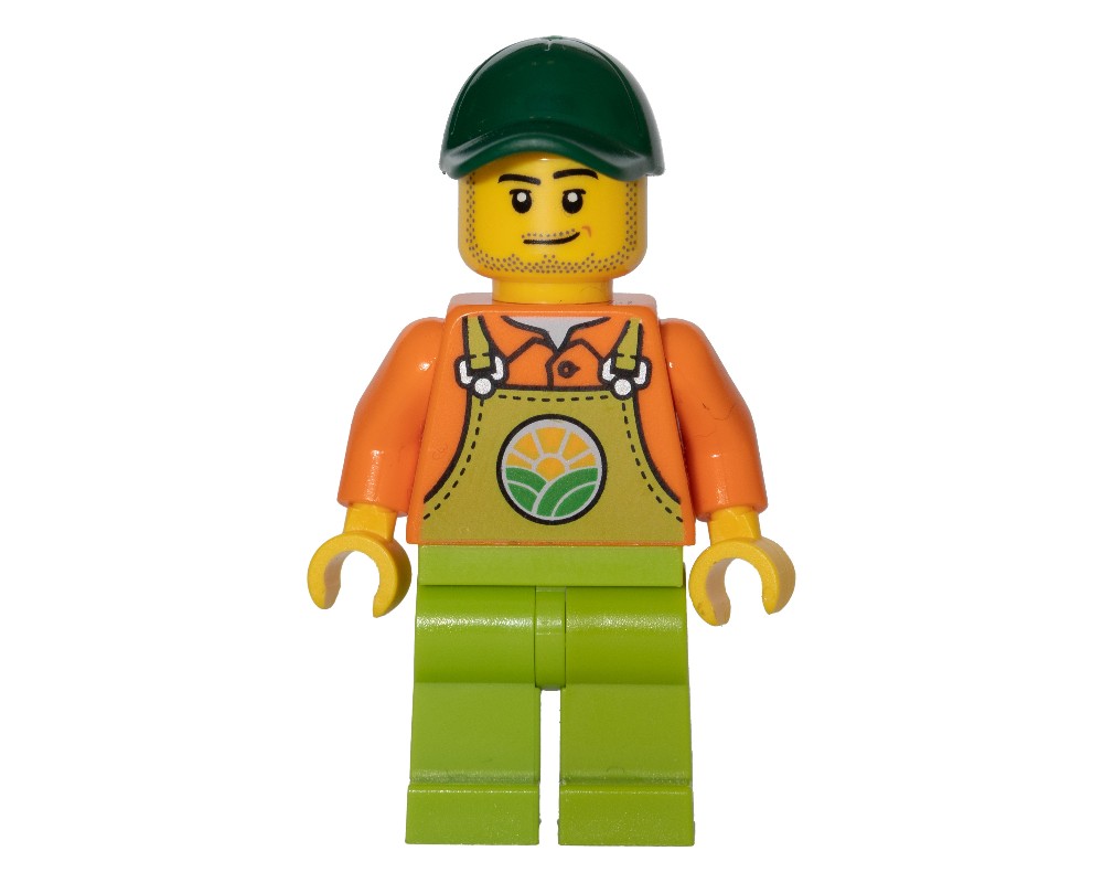 LEGO Set fig-012612 Orange Torso, Lime Overall, Dark Green Cap ...